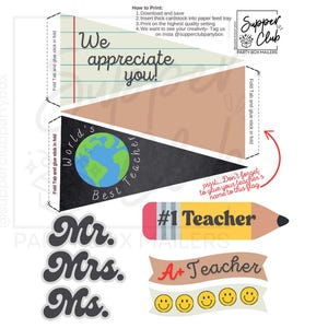 Teacher Appreciation Week Flags Instant Download, Teacher Week Gift ...