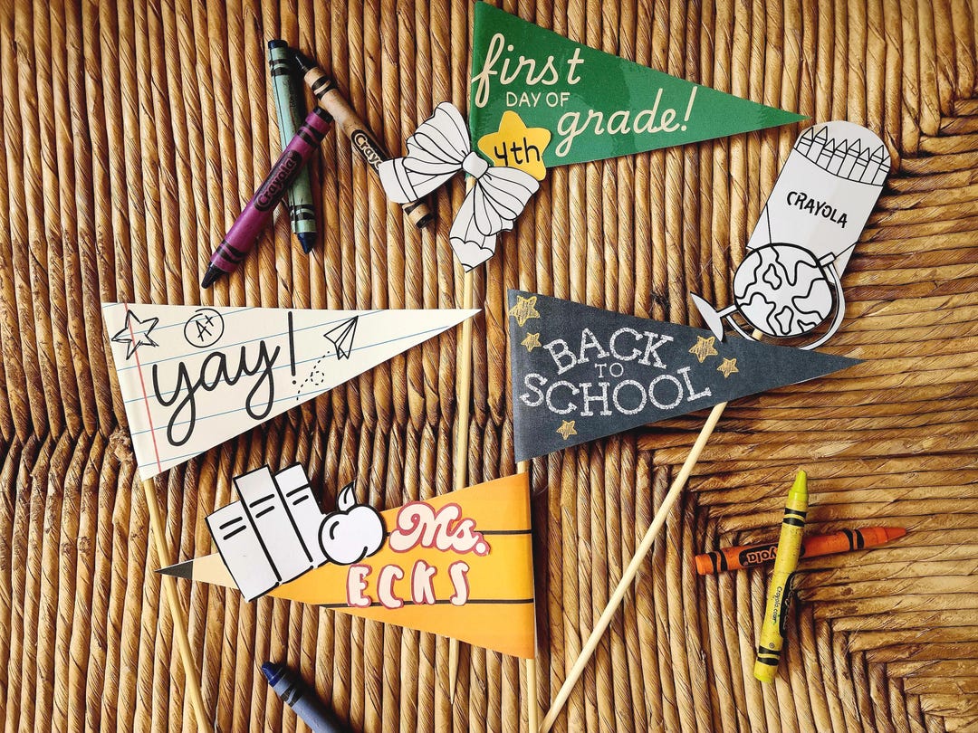 Printable Back to School Flags: DIY Party Decoration (digital Download ...