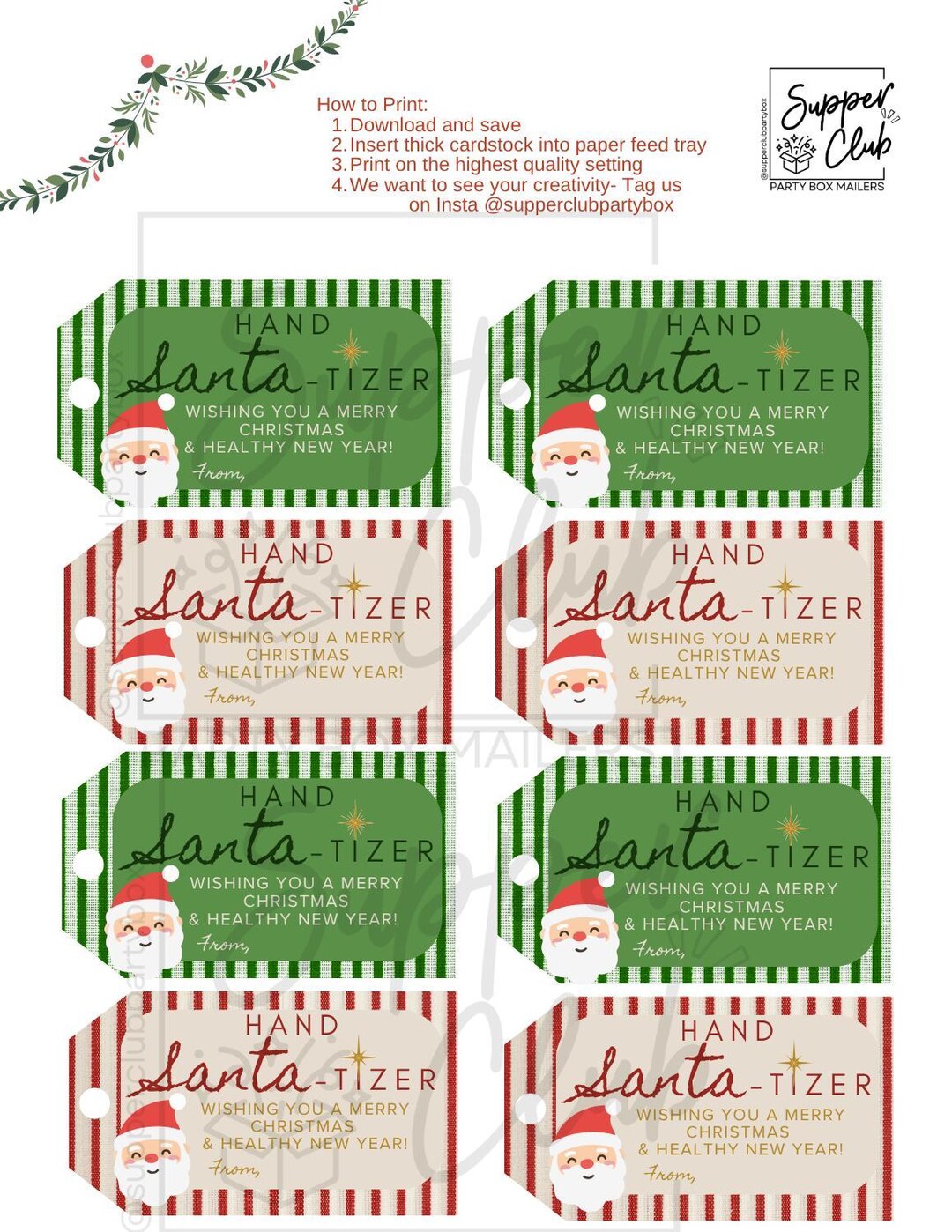 Vintage Striped Christmas Sanitizer Gift Tag Holiday Unisex Teacher ...