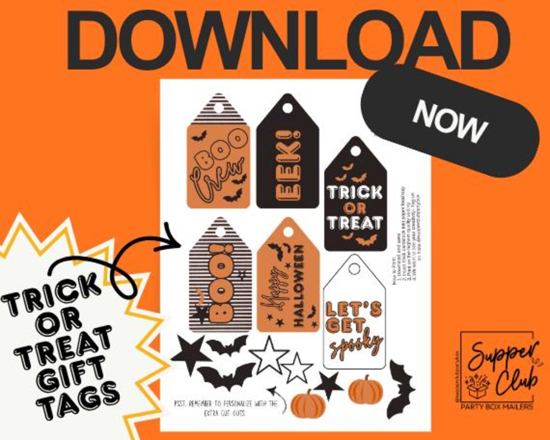 Trick or Treat Gift Tags Halloween Digital Download Candy Boo Crew Bags ...