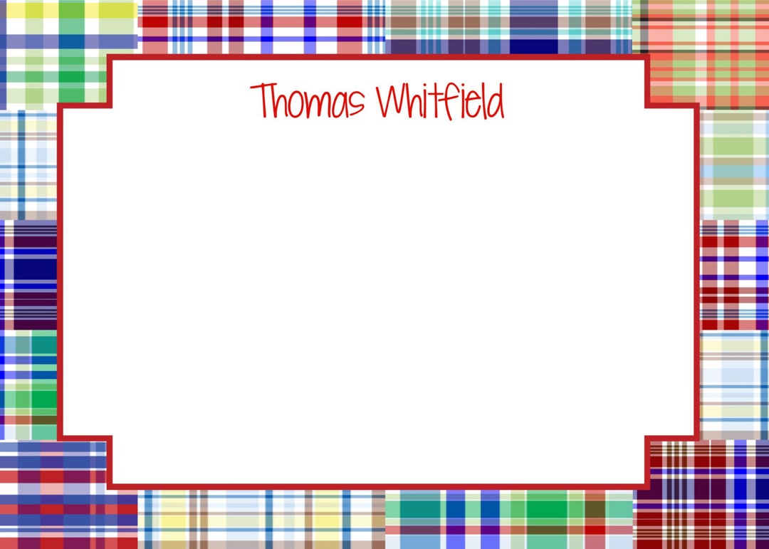 Madras Plaid Stationery Notecards or Invitation Set - Etsy