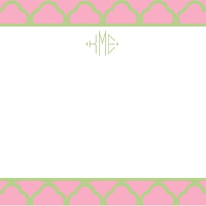 Pink and Green Quatrefoil Notecard Stationery or Invitation Set - Etsy