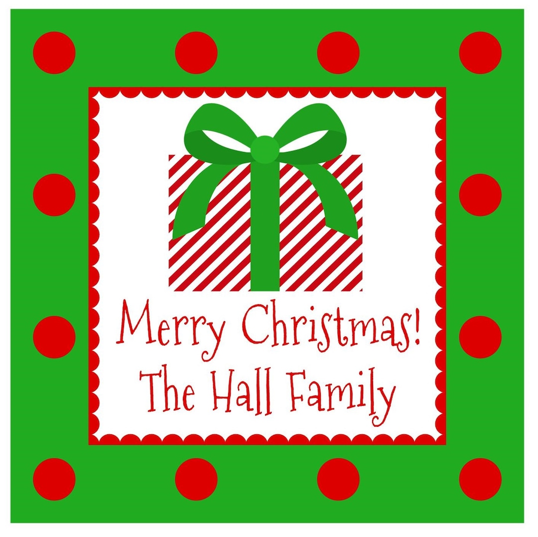 Christmas Holiday Sticker, Gift Enclosure Card, Address Label STRIPED ...