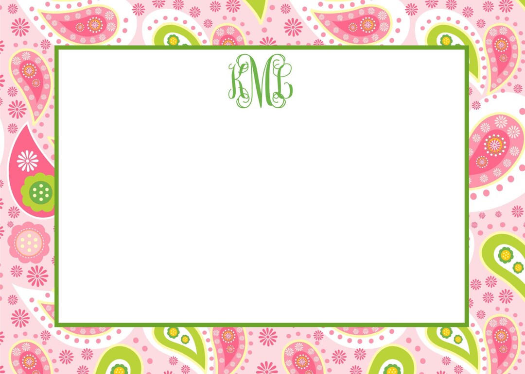 Preppy Paisley Personalized Notecard or Invitation Set - Etsy