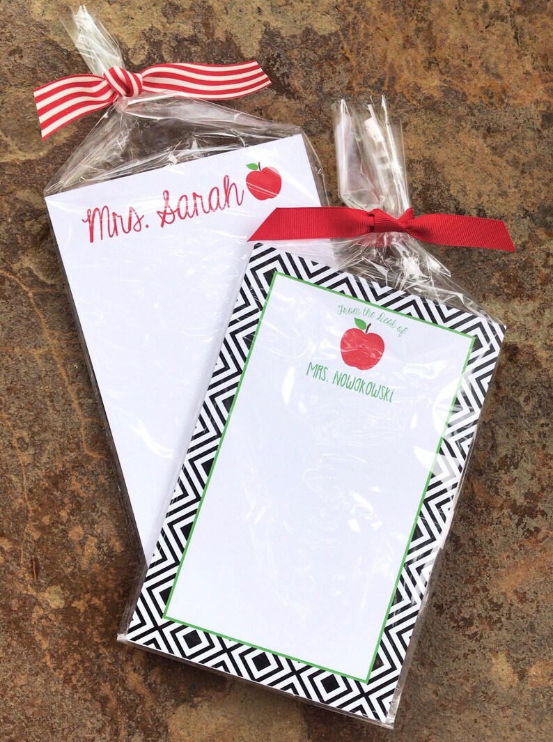Teacher Personalized Notepads - Set of 2 - Monogrammed Notepads - Apple ...