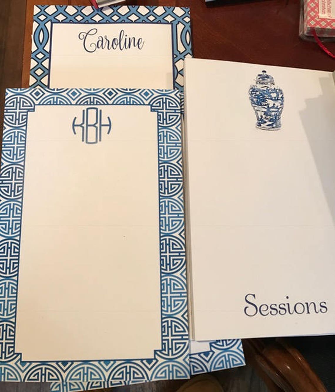 Blue & White Chinoiserie Personalized Notepads Double - Etsy