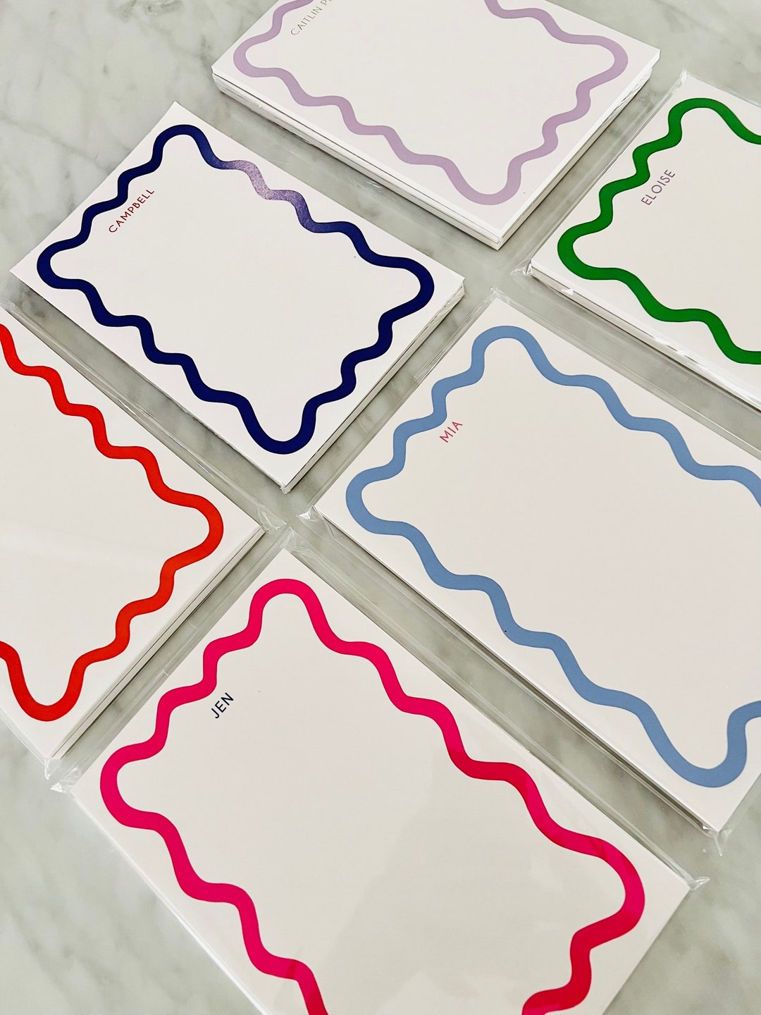 Personalized Notepads - WAVY BORDER - Set of 2 - Monogrammed Notepads ...