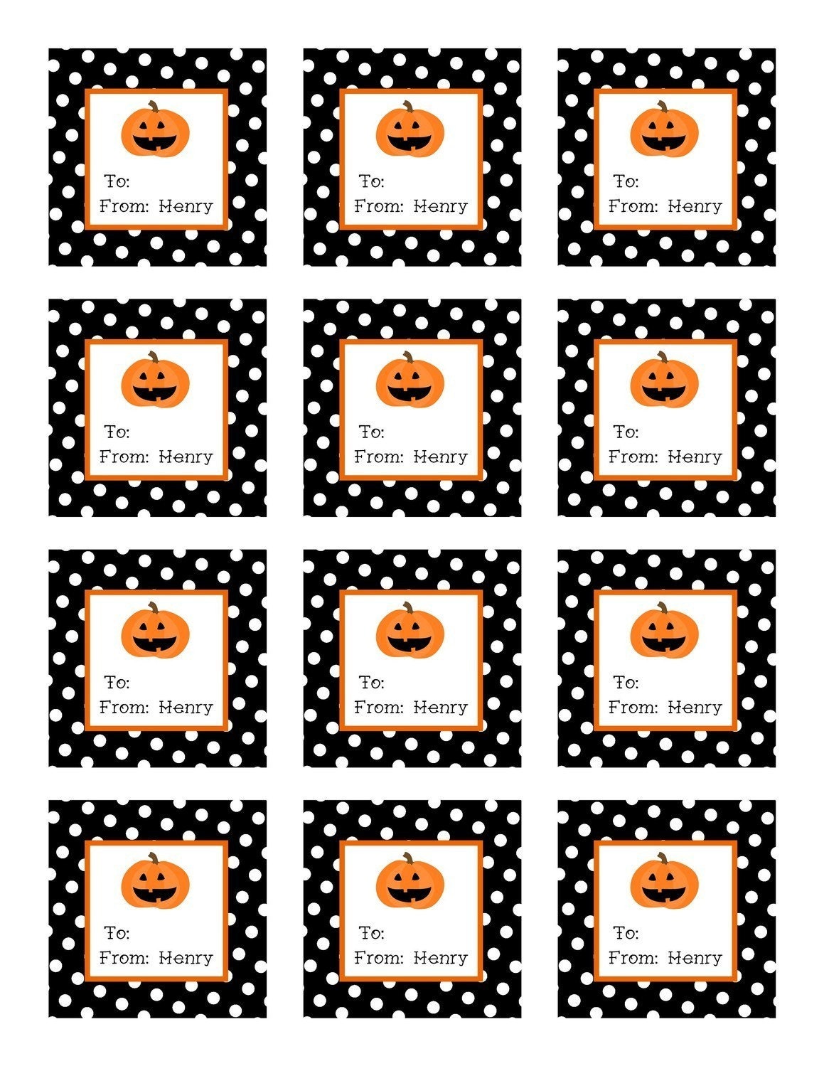 Halloween Pumpkin Sticker Gift Tag or Address Label Set of | Etsy