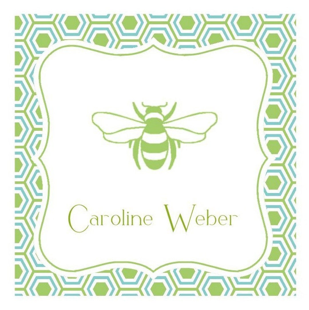Green Bumble Bee Label, Enclosure Card, Sticker, Book Plate, Address ...
