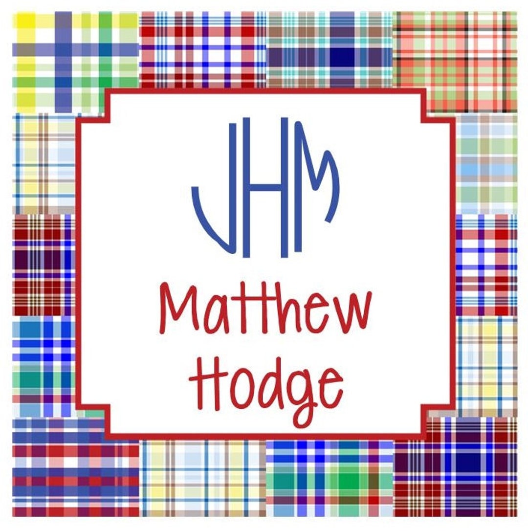 Preppy Madras Sticker - Reds, Gift Tag, Enclosure Card or Address Label ...