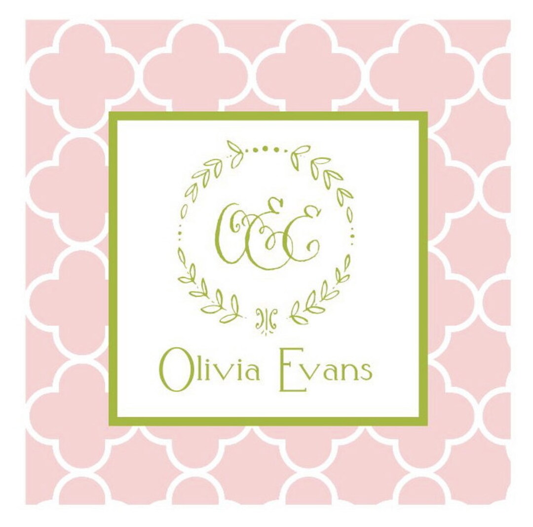 Pink and White Quatrefoil Pattern Sticker, Enclosure Card, Book Plate ...