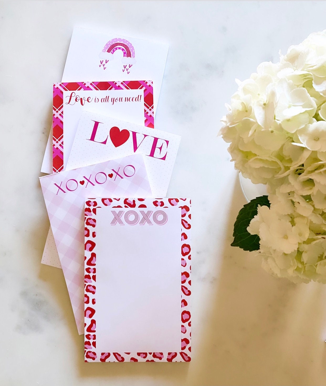 Valentine Notepads - READY TO SHIP - Pink Gingham - Red Plaid - Rainbow ...