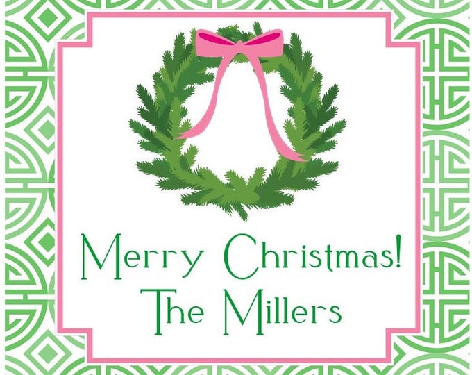 Preppy Christmas Green Chinoiserie Sticker, Card Stock Tag, Enclosure ...