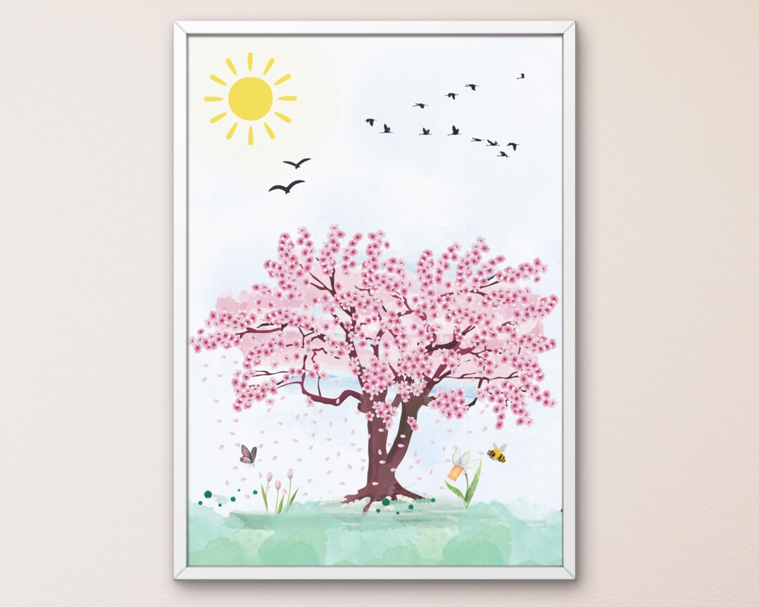 Printable Spring Prints,spring Blooming Tree Painting,easter Farmhouse ...