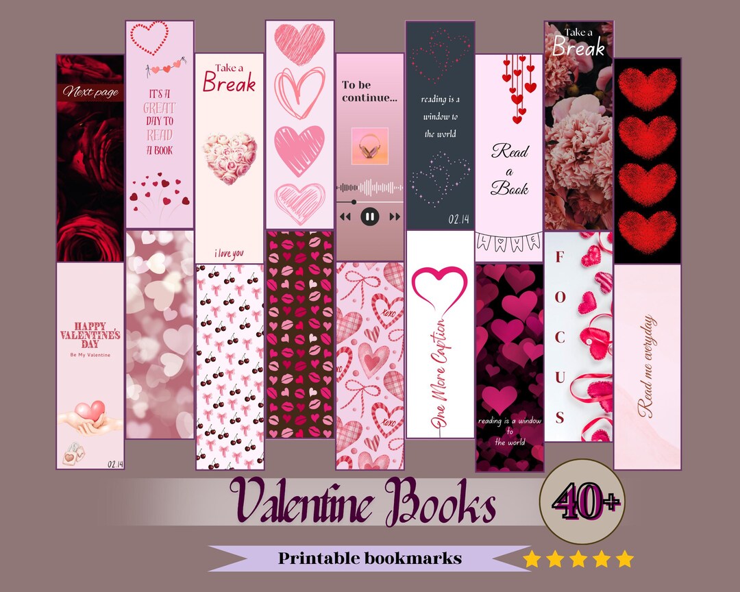 Printable Bookmarks,valentines Day Printable, Set,instant Download,book ...