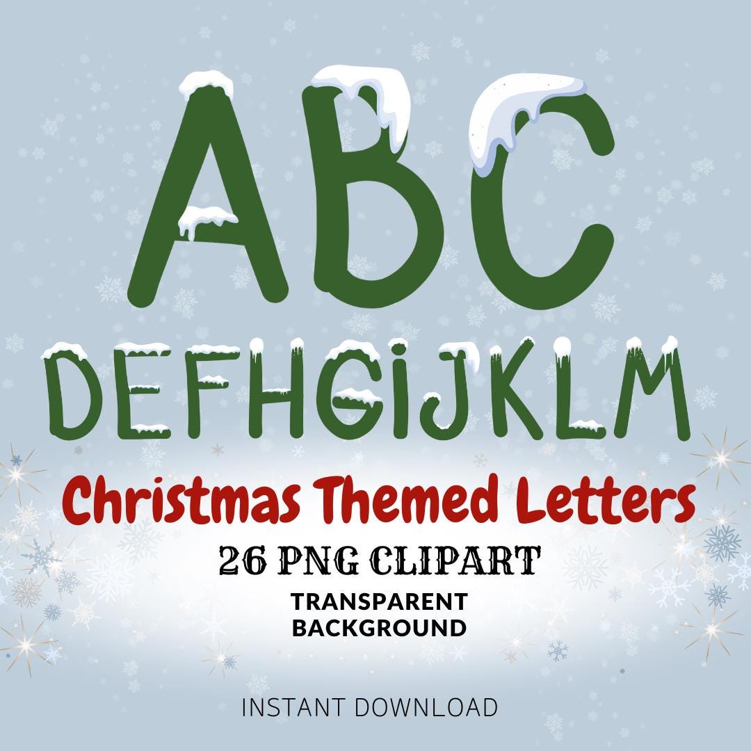 Winter Alphabet Clipart, Snowflake Letters, Winter Sublimation Font ...