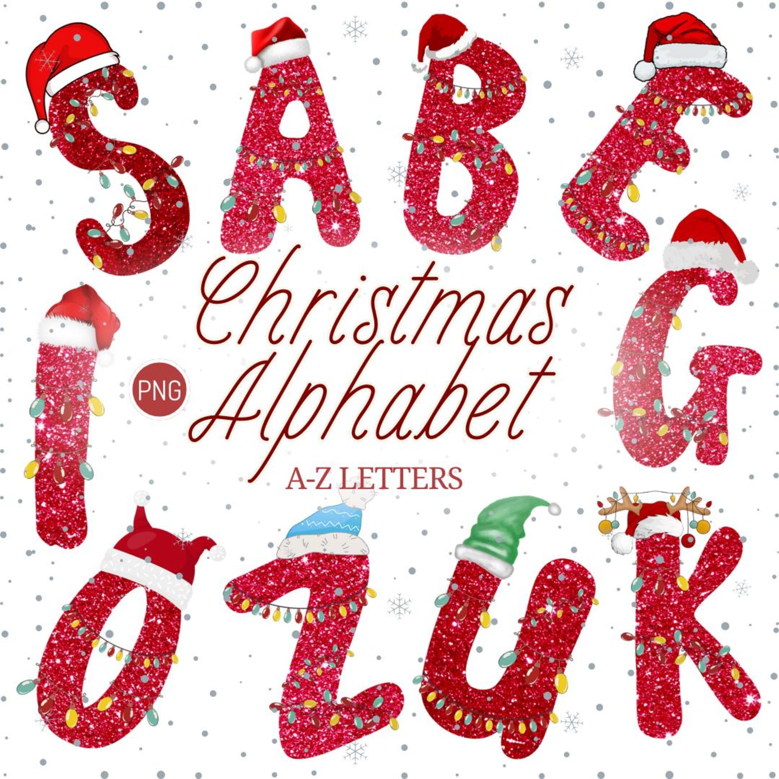 Christmas Alphabet PNG Christmas Letters Clipart Santa Alphabet PNG ...