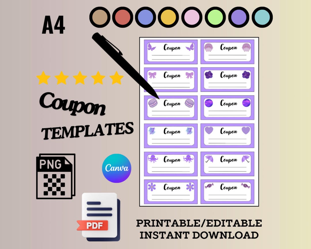 Coupon Editable Template, Printable Coupons, Retro Coupons, Lovers ...