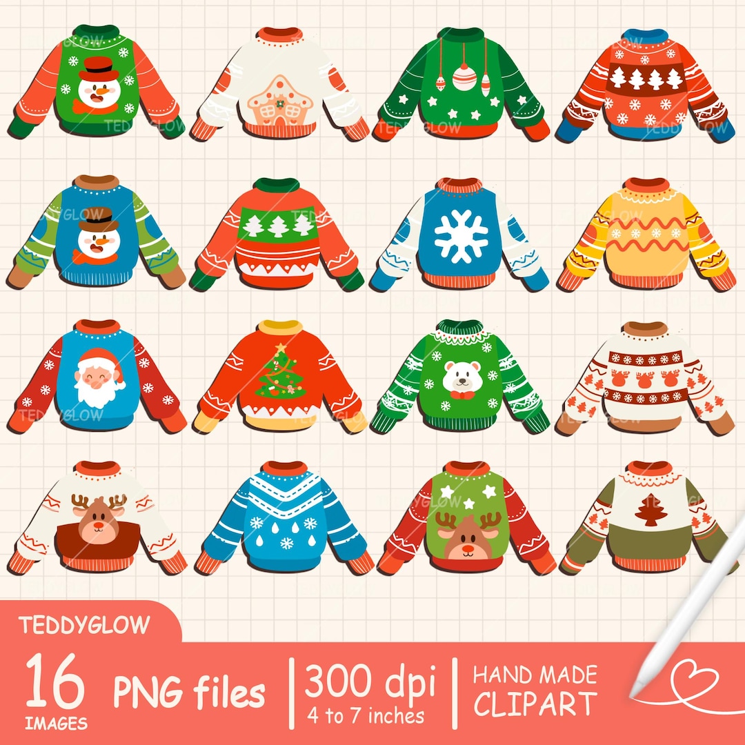 Christmas Sweater Clipart, DIGITAL DOWNLOAD, Christmas Sweater Day Clip ...