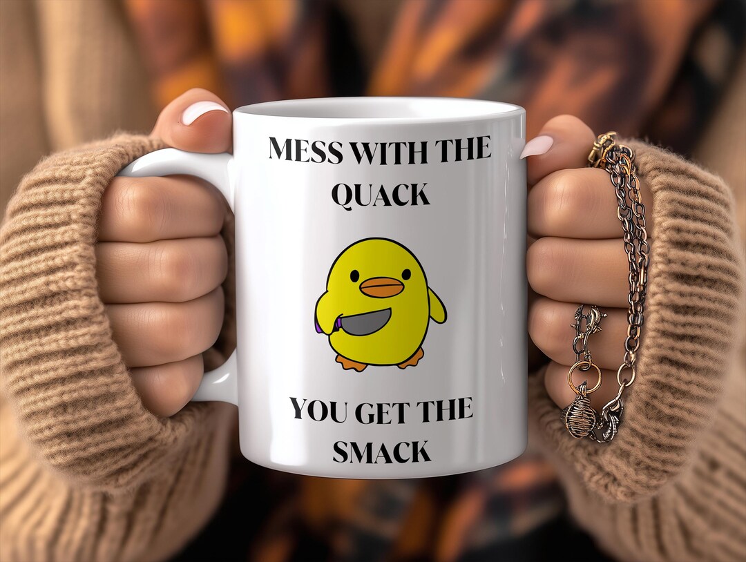 Funny Duck Mug, Quirky Ceramic Coffee Cup, Duck With Knife, Mess With ...