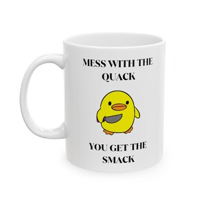 Funny Duck Mug, Quirky Ceramic Coffee Cup, Duck With Knife, Mess With ...