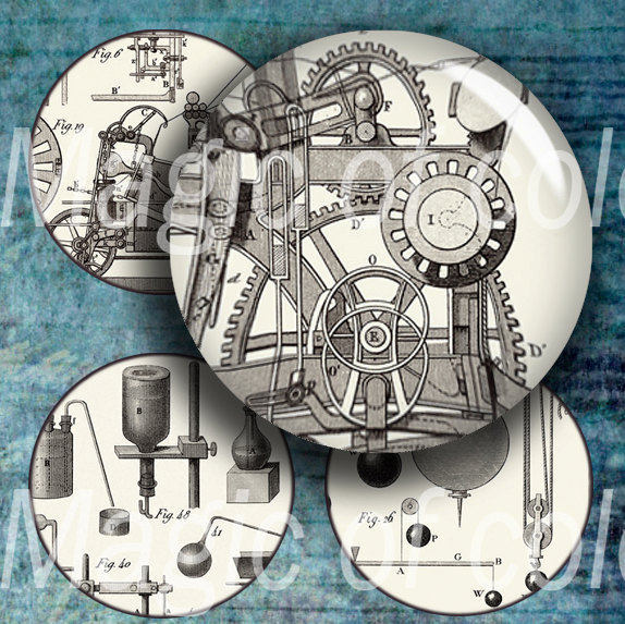 Vintage Science 63 1 Inch Circle JPG Images Digital - Etsy