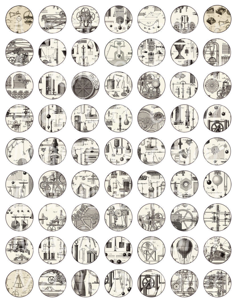 Vintage Science 63 1 Inch Circle JPG Images Digital - Etsy