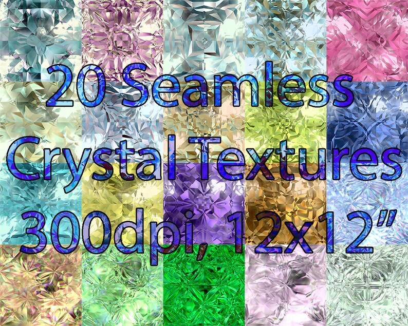 Seamless Crystal Gemstone Carved Glass Texture Digital Paper Set - 20 ...