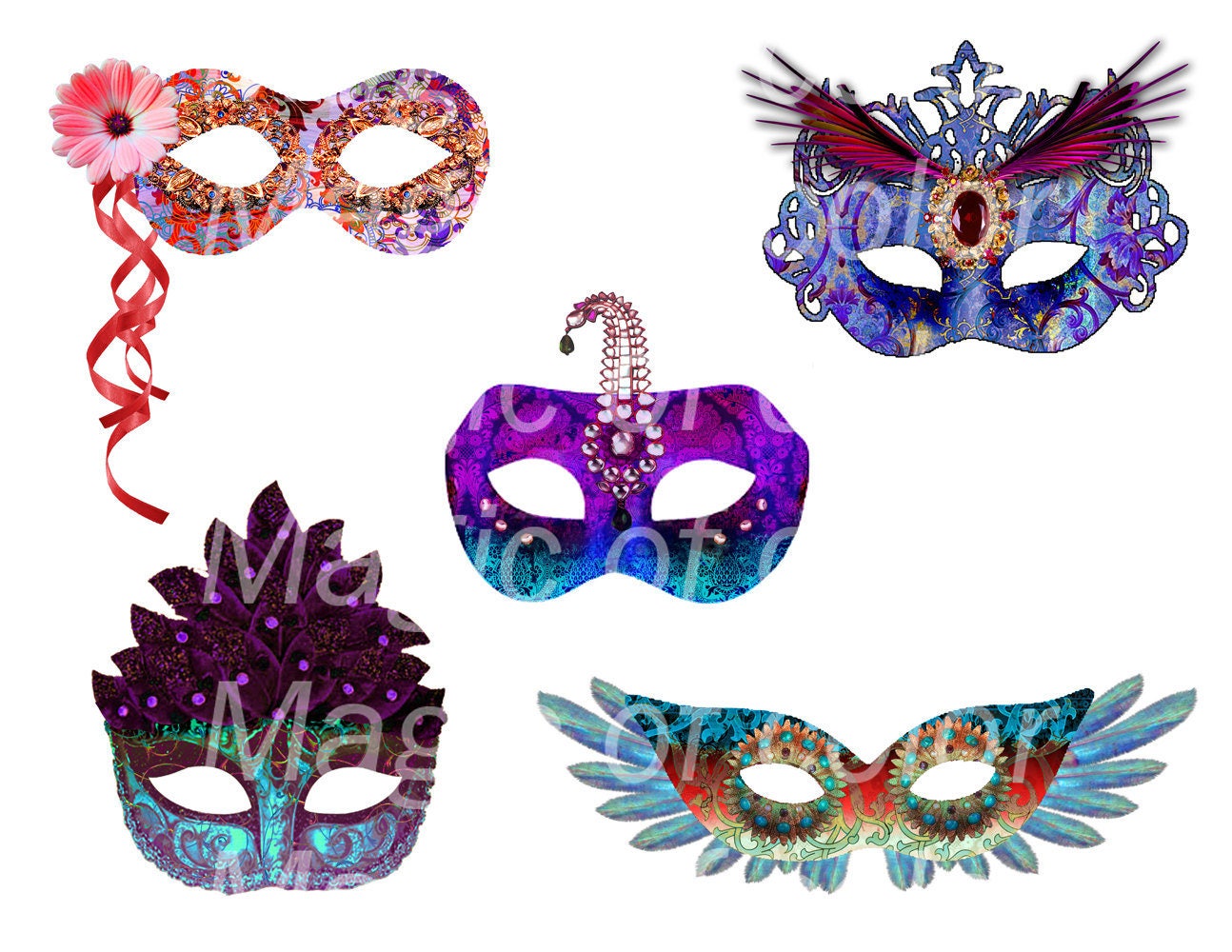 Digital Collage of Venetian Masks 5 JPG Images Digital Collage Sheet - Etsy