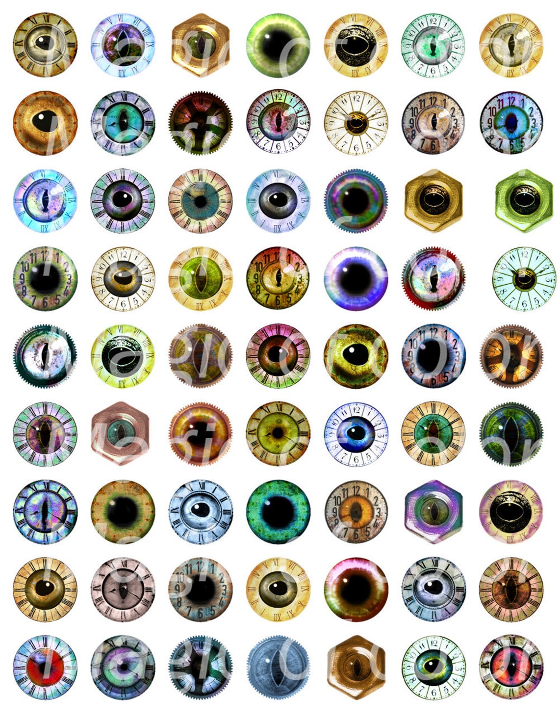 Steampunk Eyes 63 1 Inch Circle JPG Images Digital Collage - Etsy