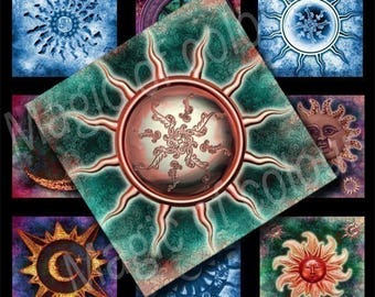 Suns and Moons Digital Collage Sheet Jpg and Png - Etsy