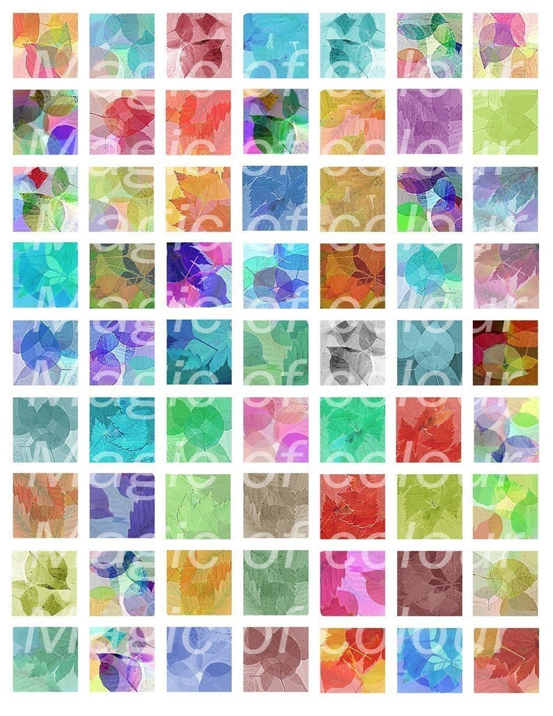 Leaves 63 1x1 Inch Square JPG Images Digital Collage Sheet - Etsy
