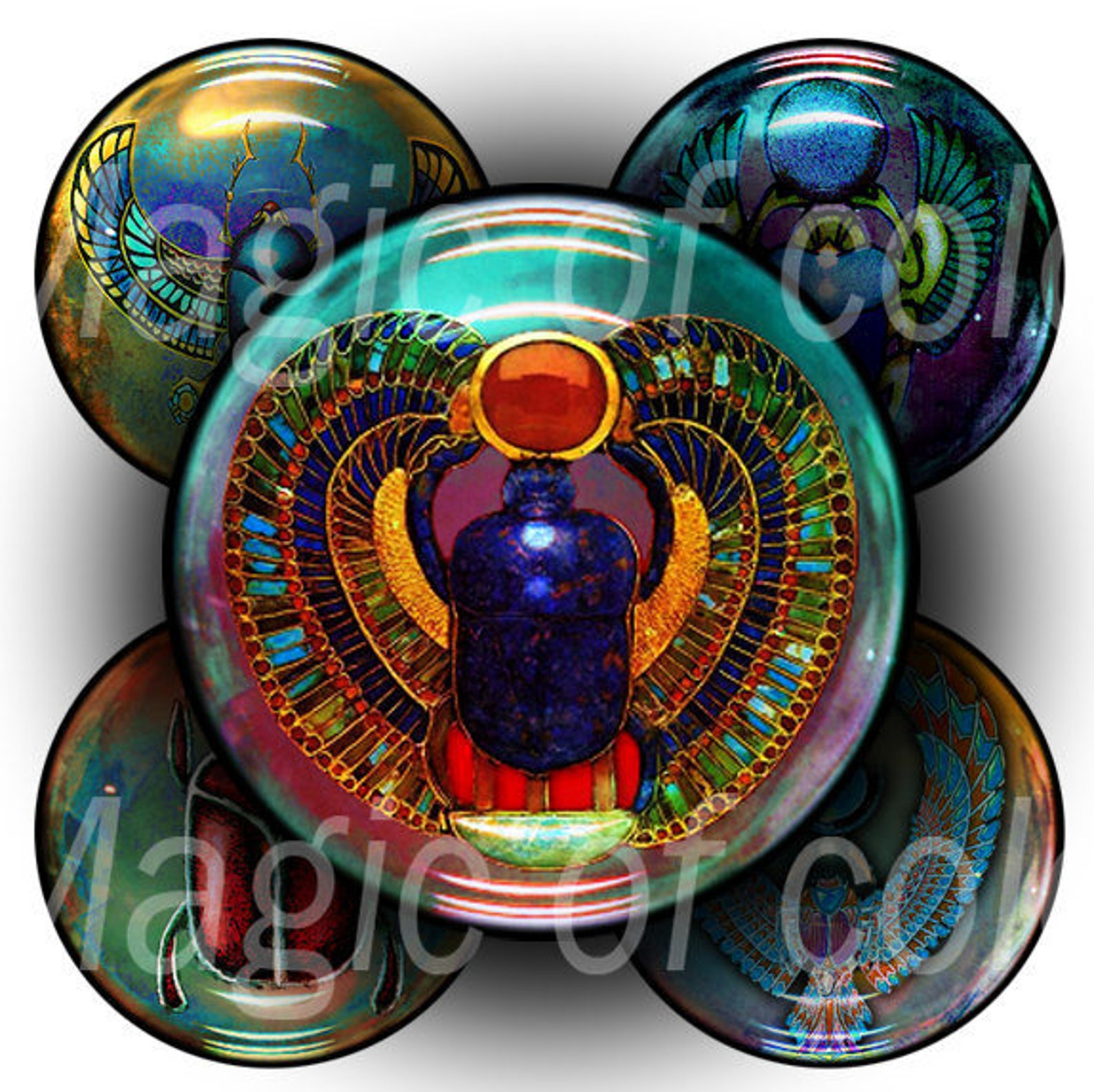 Guardian of Sun Egyptian Scarab 63 1 Inch Circle Digital - Etsy