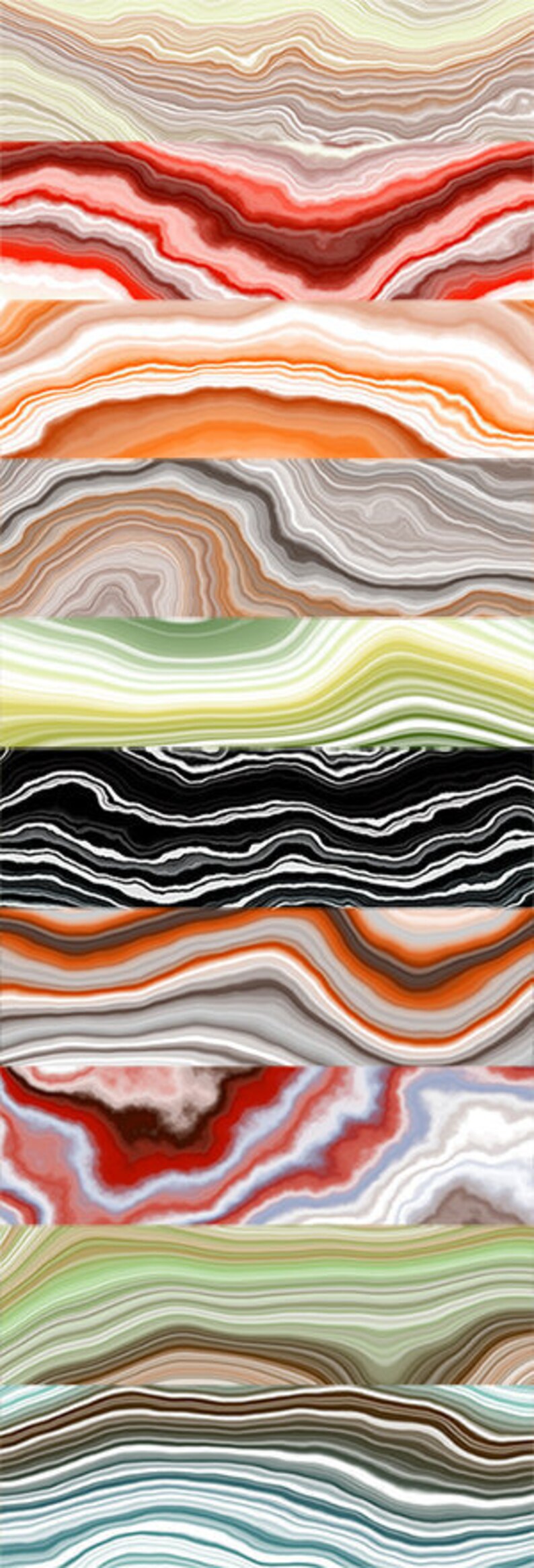 Seamless Fibrous Gem Stone Texture Digital Paper Set - Onyx, Sardonyx ...