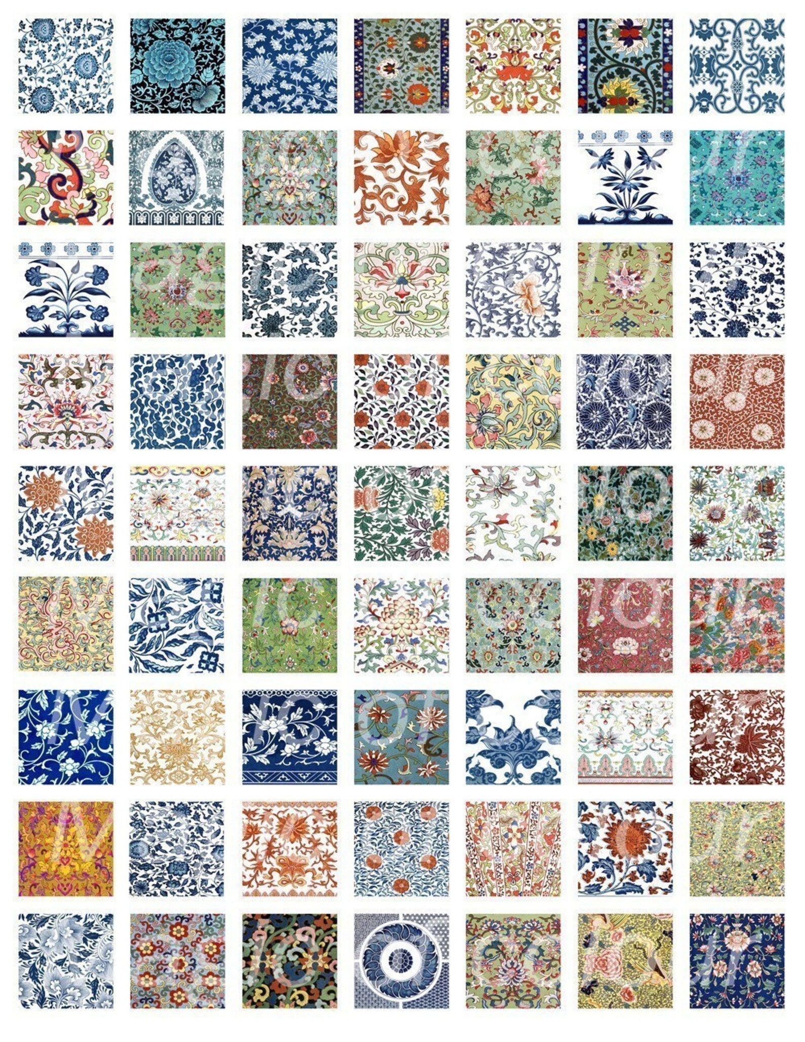 Digital Collage of Original East Patterns 63 1x1 Inch Square - Etsy