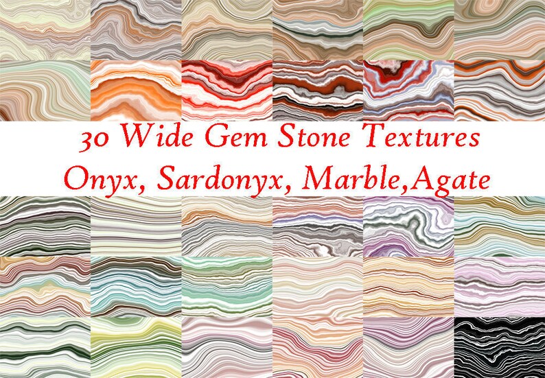Seamless Fibrous Gem Stone Texture Digital Paper Set - Onyx, Sardonyx ...
