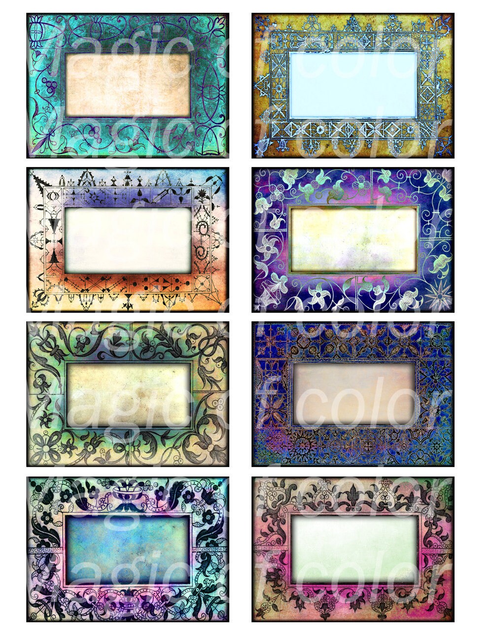 Ancient Handwritten Frames 8 Digital ACEO Images Printable - Etsy