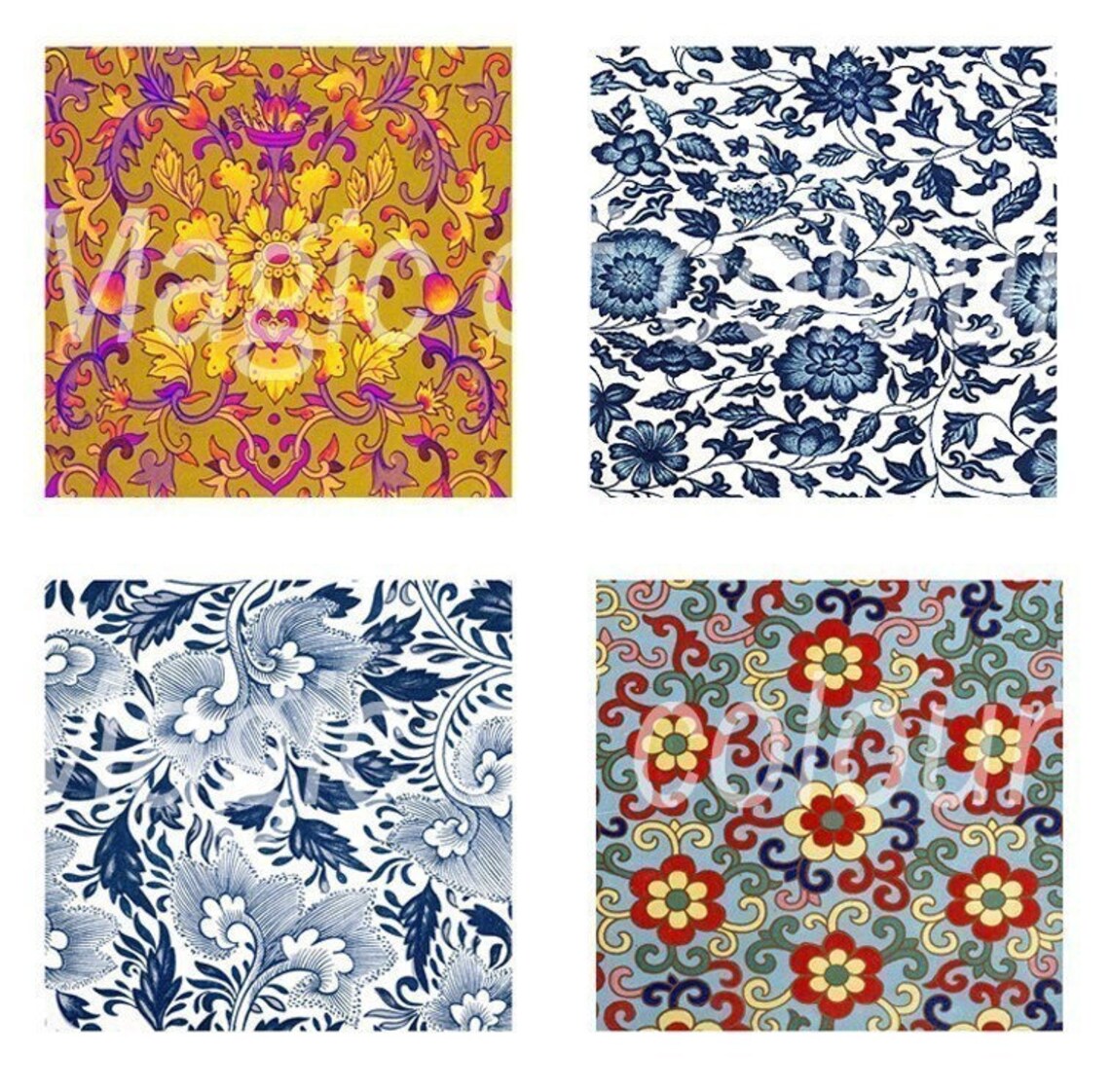 Digital Collage of Original East Patterns 63 1x1 Inch Square - Etsy