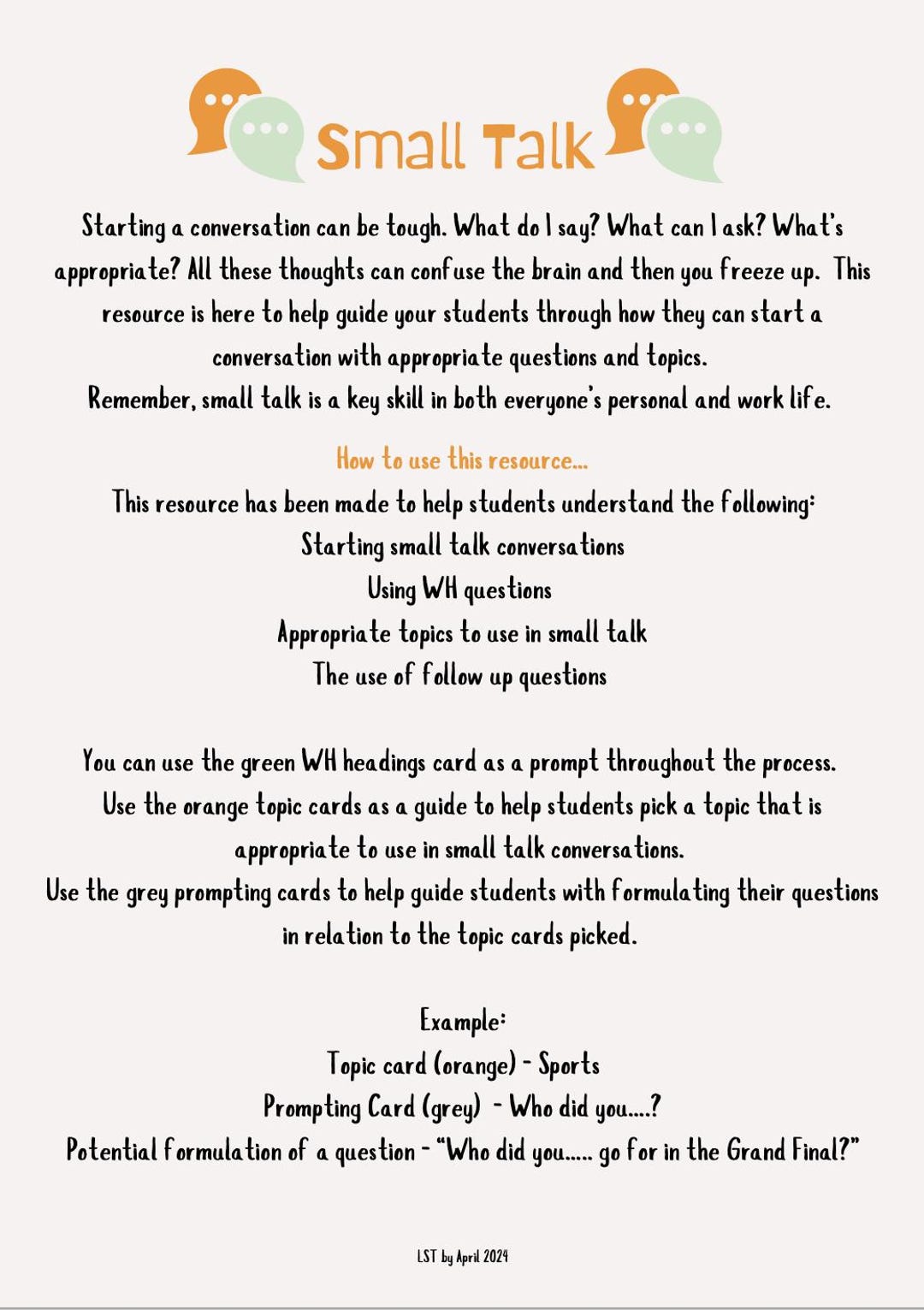 Small Talk Prompting Cards - Etsy