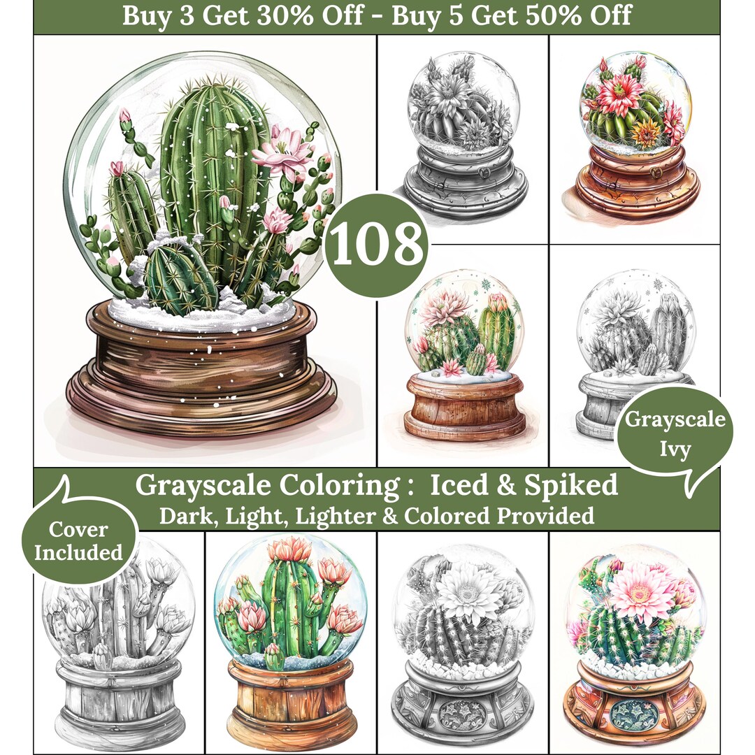 Iced and Spiked, 108 Coloring Pages, Stress Relief, Grayscale Drawings ...