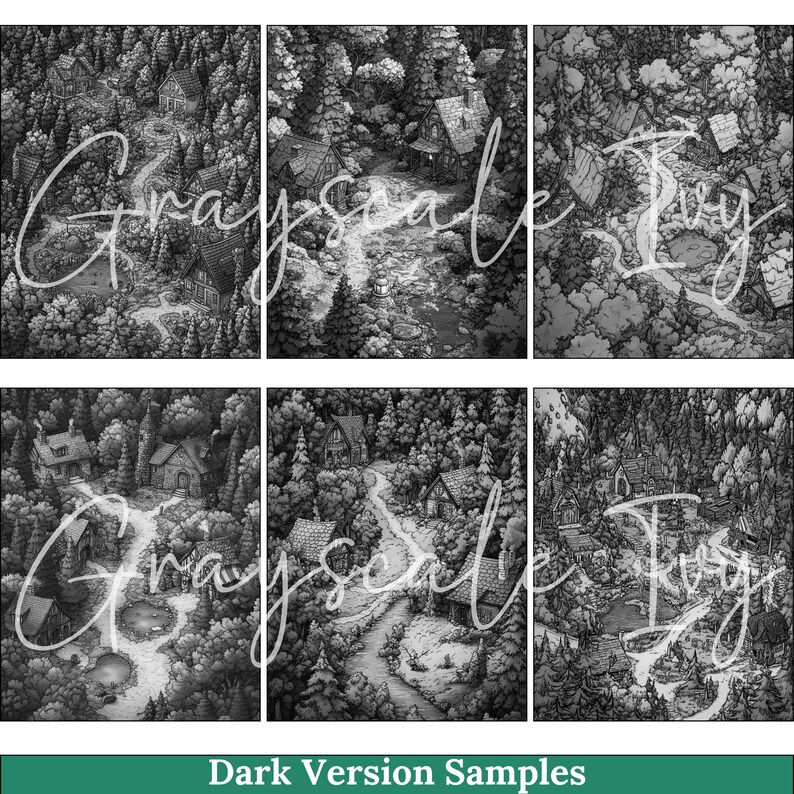 Fabled Glade, 105 Grayscale Coloring Pages, Enchanting Forest and ...
