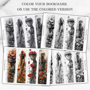 Color Your Own Bookmark Set 8, 20 Grayscale Coloring, PDF and JPG Ready ...