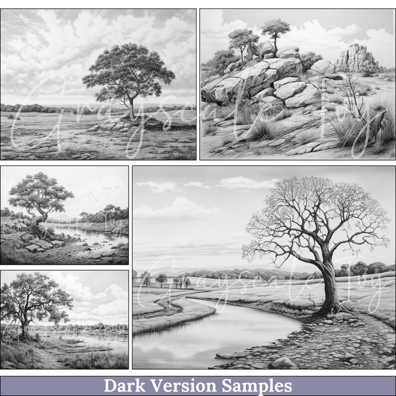 Radiant Horizons, 82 Coloring Pages, Stress Relief, Grayscale Drawings ...