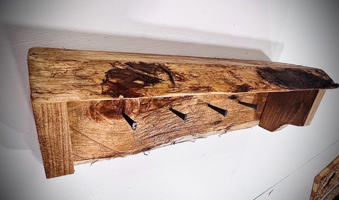 14" Rustic Farmhouse Keyholder Shelf - Etsy