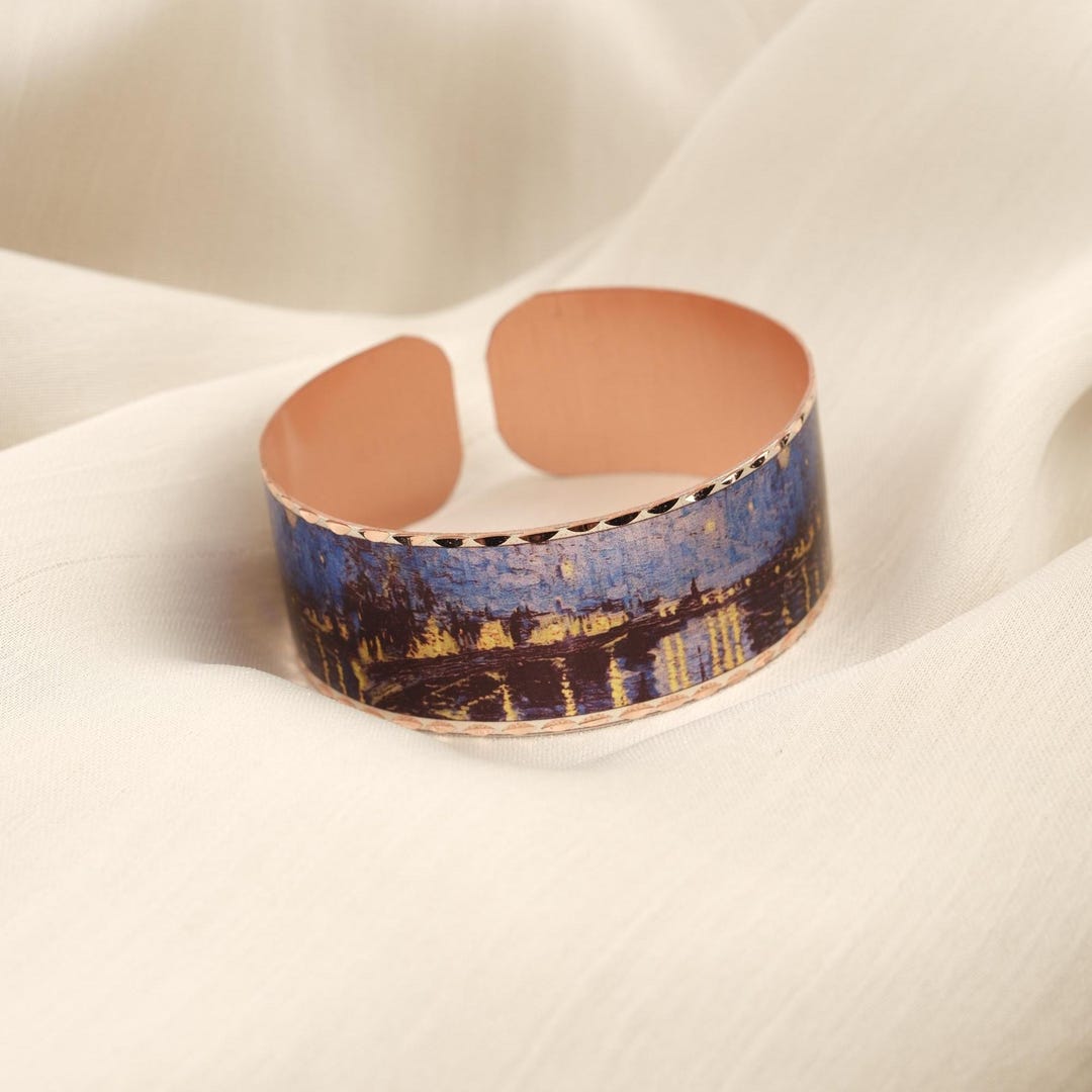 Vincent Van Gogh Starry Night Copper Bracelet: Handmade Adjustable Cuff ...