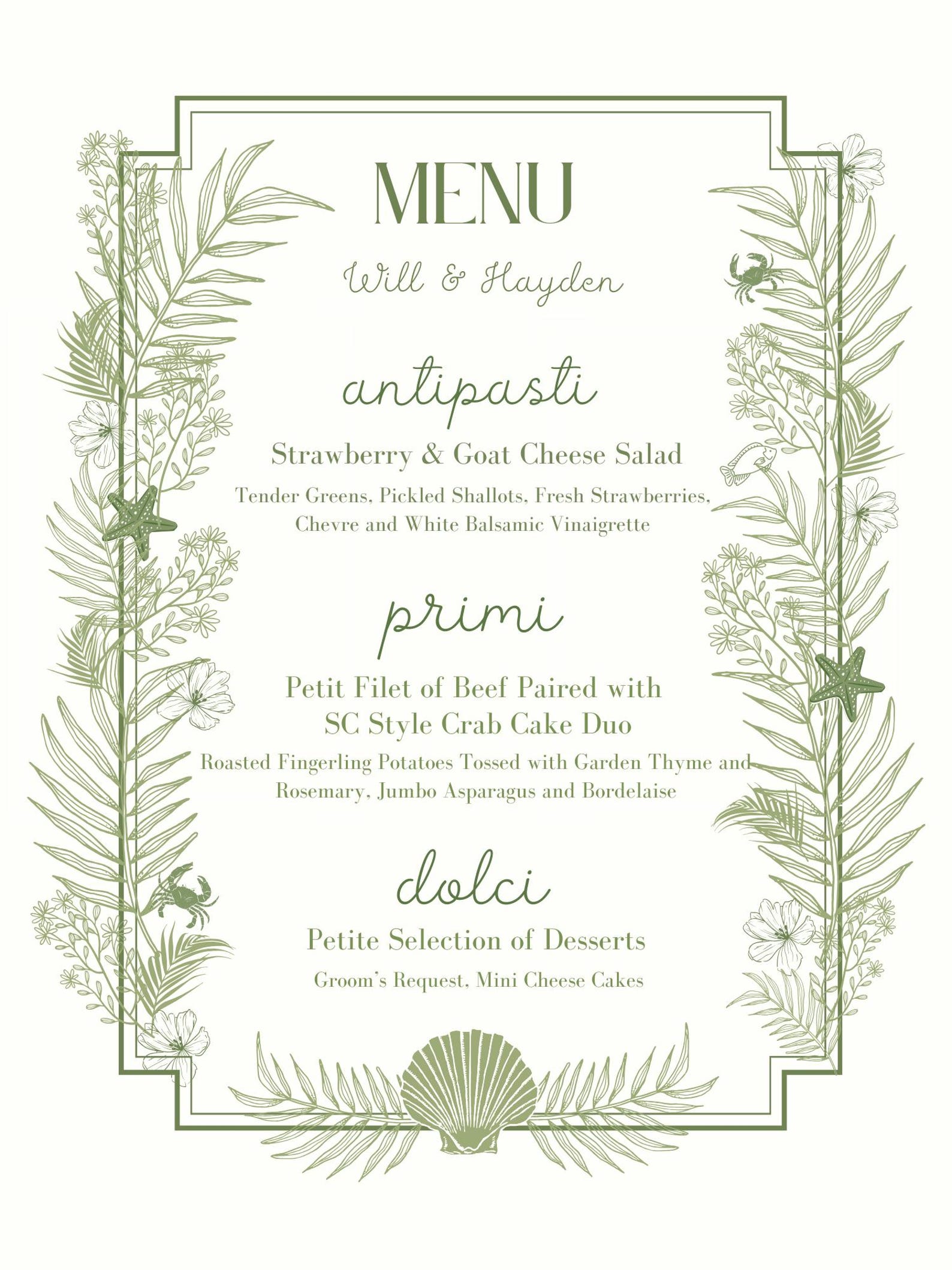 Wedding Menu, Coastal and Beachy Menu Template - Etsy