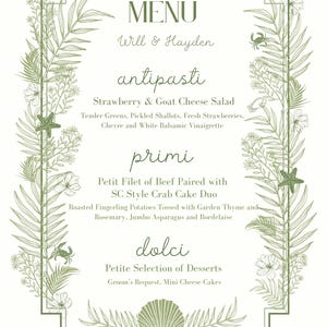 Wedding Menu, Coastal and Beachy Menu Template - Etsy