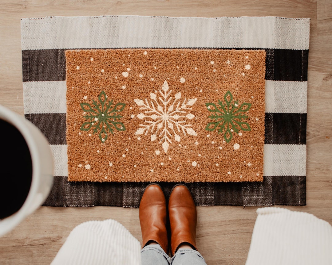Winter Snowflake Doormat Cozy Holiday Welcome Mat Snowflake Entryway ...