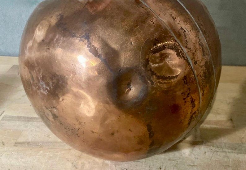 Unique Vintage Handcrafted Copper Sphere With Patina From a Private ...