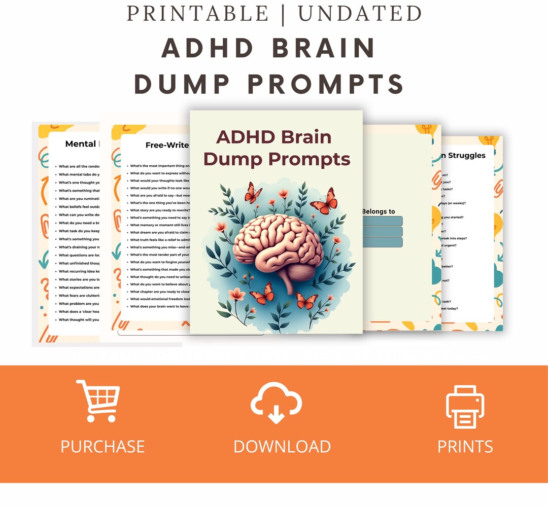 Printable ADHD Brain Dump Template – Daily Thoughts Organizer, Priority ...